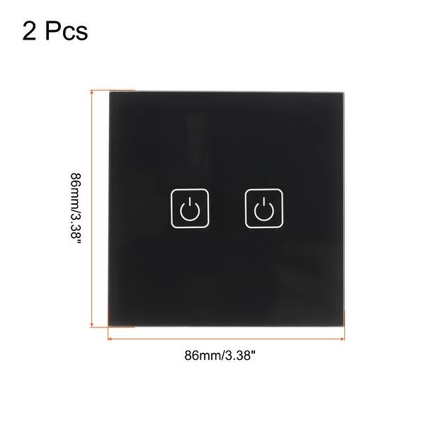 Touch Lamp Switch 2 Gang 1 Way Tempered Glass Panel Black Pack of 2 ...