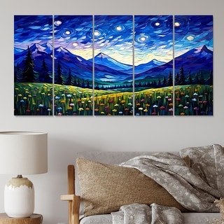 Designart "Vangogh Starry Night Over The Mountains" Vangogh Metal Wall ...