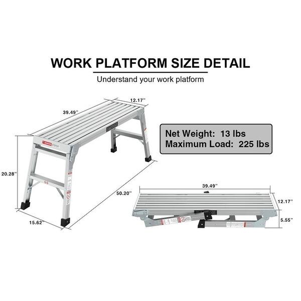 Work Platform Step Ladder Heavy Duty Aluminum Platform 330 LBS Capacity ...