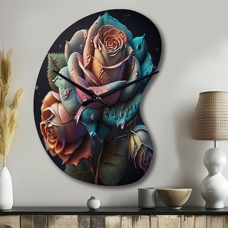 Multicolor Hyper realistic Roses - Rose Large Wall Clocks - Traditional ...