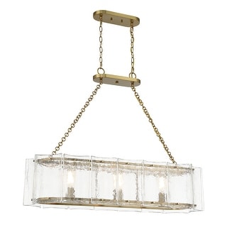 Warm Brass Three Light Linear Chandelier from the Genry Collection ...