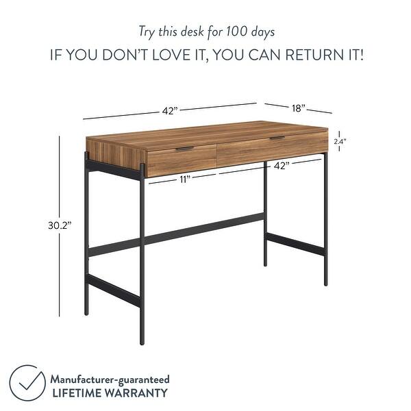 Nathan James Sophie Computer Desk with Storage Drawers and Metal Frame ...