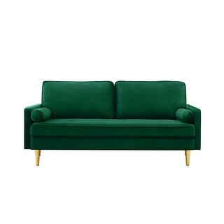 67" Velvet Upholstered Loveseat Sofa with Square Arms and 2 Lumbar ...