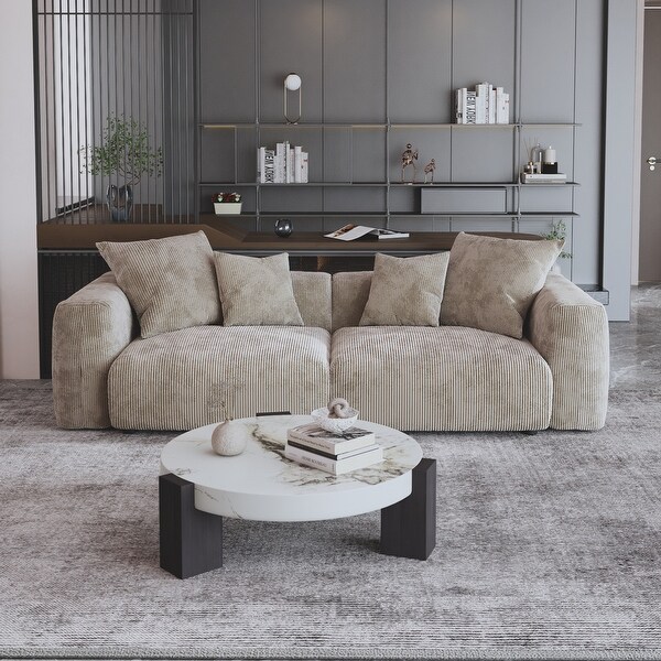 Corduroy Upholstered Deep Seat Comfy Sofa Couches with Solid Wood Legs for Living Room On Sale Bed Bath Beyond 39793775