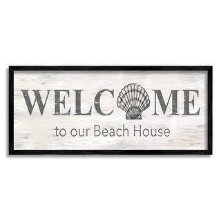 Stupell Welcome Beach House Clam Sign Framed Giclee Art by Annie ...