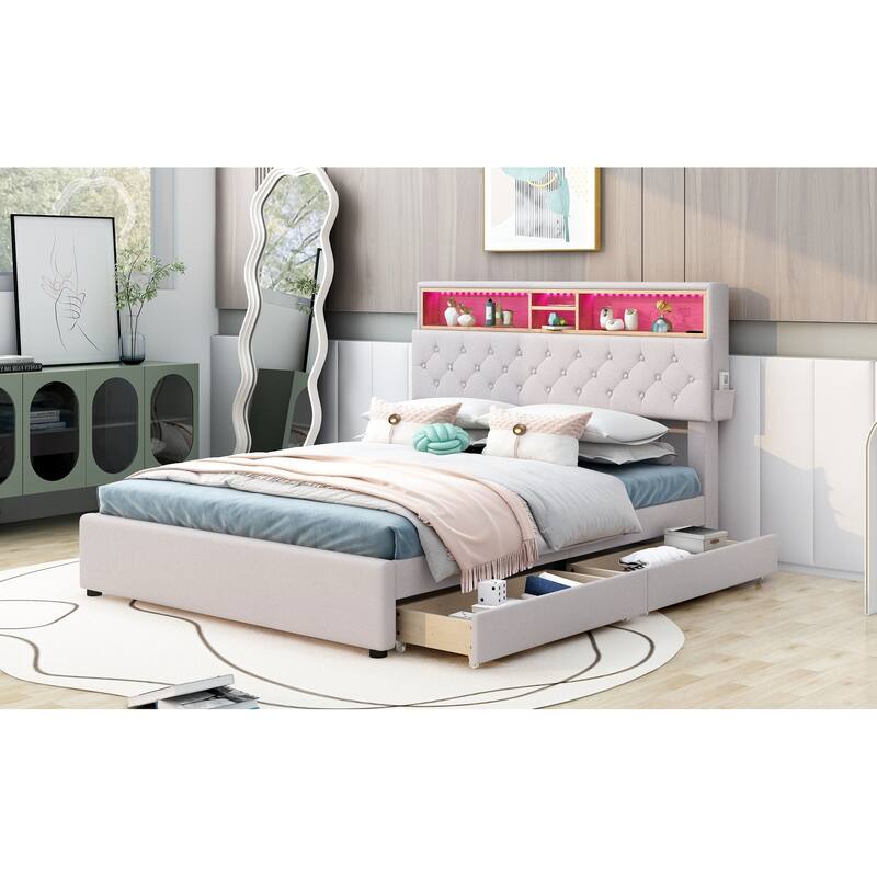 Stylish Design Full Size Upholstered Platform Bed Bed Bath And Beyond