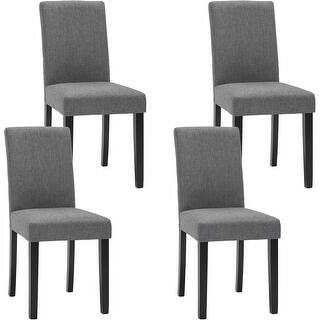 Modern Grey Fabric Padded Parson Chair with Solid Wood Frame, Set of 4 ...