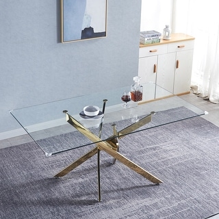 Rectangular Tempered Glass Dining Table, Modern Dining Room Interior ...