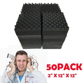 50 Pcs Acoustic Studio Soundproofing Egg Crate Foam - 2x12x12in - Bed ...