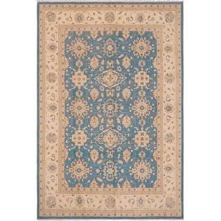 Bohemian Ziegler Casey Blue Beige Hand-knotted Wool Rug - 9 ft. 2 in. x ...