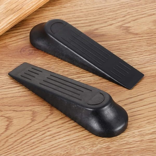 2 Pack Black Rubber Door Stopper for Carpet Tile Concrete Wood Floor ...