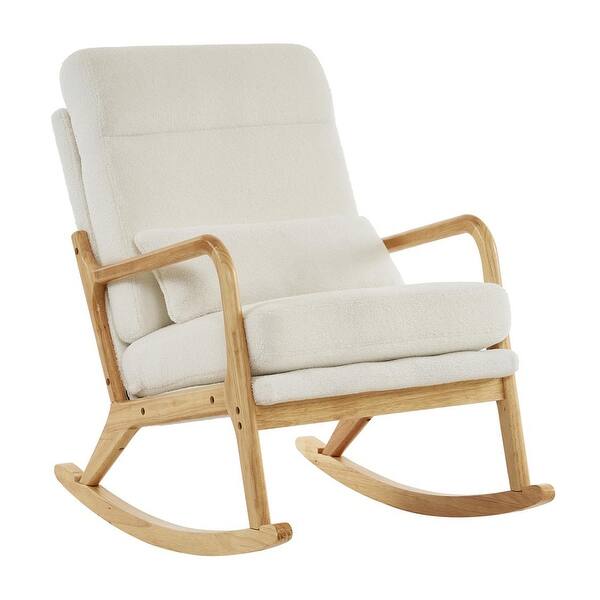 Upholstered Rocking Chair Single Sofa Accent Rocker Lounge White - 25. ...