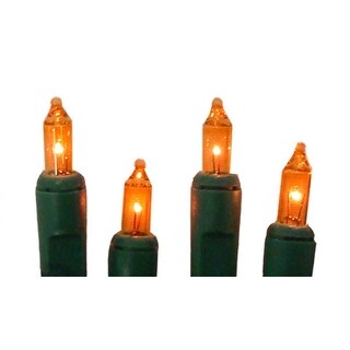 Set of 20 Battery Operated Orange Mini Christmas Lights - Green Wire ...