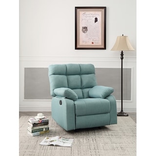Teal Oversized Fabric Upholstered Rocker Manual Recliner with Thick ...