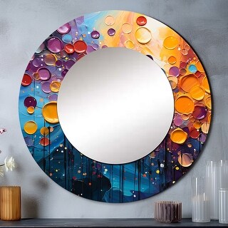 Designart "Dancing Lights" Abstract Collages Large Round Mirror ...