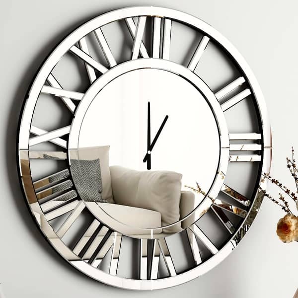 Round Wall Clock- Modern Clocks Mirrored Wall Decor - On Sale - Bed ...
