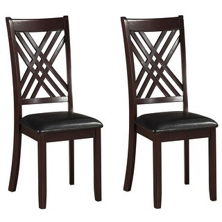 Black and Espresso Cross Back Side Chairs, Dining Chairs Set of 2 for ...