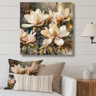 Designart "Cream Magnolia Symphony" Floral Magnolias Canvas Prints ...