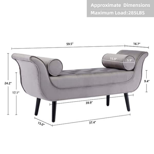 Bolster Roll Arm Tufted Velvet Entryway Bench - Bed Bath & Beyond ...
