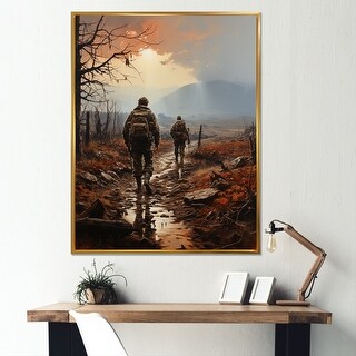 Designart "Military War Landscape No Mans Land " Military Framed Wall ...