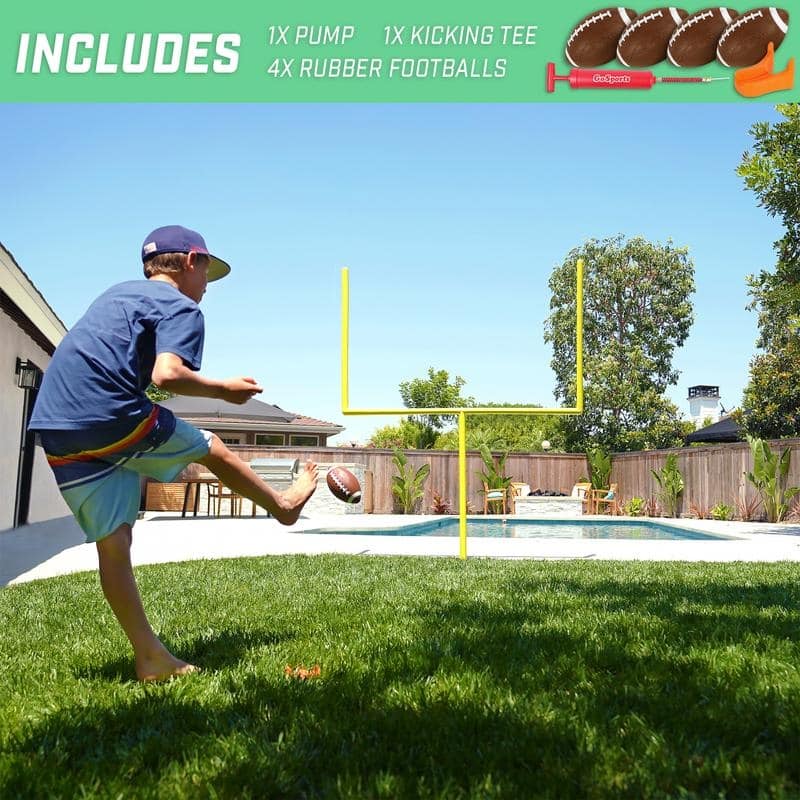 GoSports PRO Kick Challenge Field Goal Post Set with 2 Footballs and ...