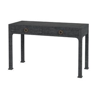 Chatham Raffia and Wood 2- Drawer Desk in Charcoal - Bed Bath & Beyond ...