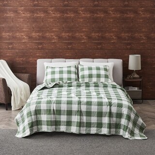 Premium Buffalo Check Lodge Microfiber Quilt Set With Shams - Bed Bath ...