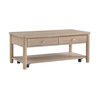 Neka Coffee Table, Farmhouse Natural Brown Wood and Veneer, 48 Inch ...