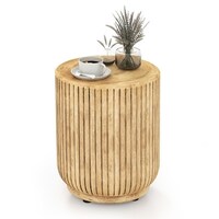 Weather Resident Rock End Table with Wood Grain for Living Room - 14.5 ...