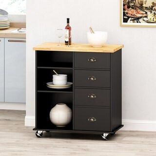 Kitchen Island On Wheels With Door, 2 Drawer, 3 Shelf, 31.5" Width ...