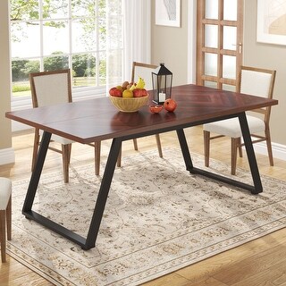 63 Inch Rectangle Dining Room Table for 4-6, Wooden Kitchen Table ...