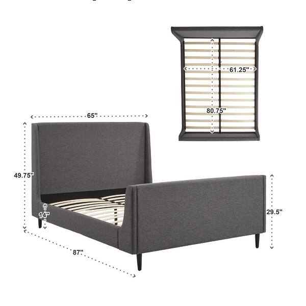 Candace Linen Wingback Sleigh Platform Bed by iNSPIRE Q Modern - Bed ...