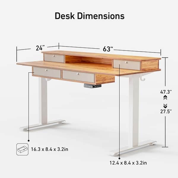 FEZIBO Sturdy Height Adjustable Electric Standing Desk with Drawers ...