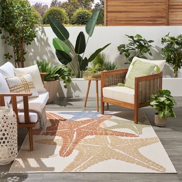Aloha Coastal Starfish Beach Indoor/Outdoor Area Rug - Bed Bath ...