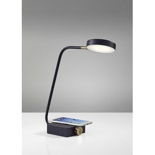 Tech Enhanced Black Metal Disk LED Adjustable Desk Lamp - Bed Bath ...
