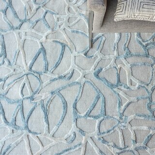 EXQUISITE RUGS Goudy Hand-loomed Wool/Bamboo Silk Blue Area Rug - On Sale - Bed Bath & Beyond ...