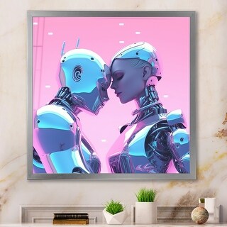 Designart "Gorgeous Robot Couple In Love I" Robot Framed Wall Art ...