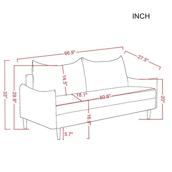 Modern design Loveseat with Detached arms, Modern design Couch with ...