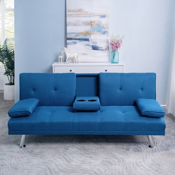 Futon Sofa Bed Couch with Armrest Cupholders Faux Leather Sofa Bed Couch Convertible Folding Reclining Small Couch On Sale Bed Bath Beyond 35865470