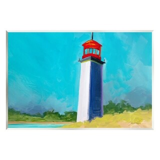 Stupell Vivid Blue Lighthouse Wall Plaque Art Design by Liz Jardine ...