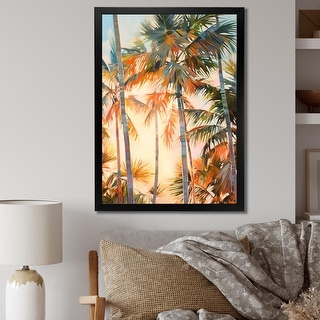 Designart "Palm Trees Romantic Impression I" Palms & Palm Trees Framed ...