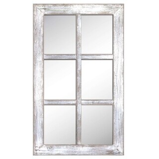 Windowpane Wood Farmhouse Wall Mirror Wooden - Bed Bath & Beyond - 37544835