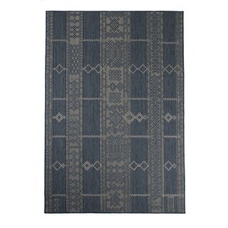 Furnish My Place Outdoor Collection Geometric Midnight Blue Area Rug ...