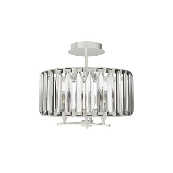 Defong 3-Light 13.5 Inch Crystal Shaded Drum Semi Flush Mount Light ...