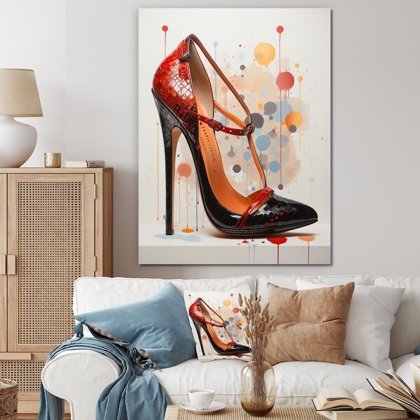 Stupell Fashion Red Bottom Bow High Heels Shoes Shopping Canvas Wall ...