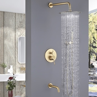 3-Way 10'' Wall Mounted Complete Shower System with Rough-in Valve ...