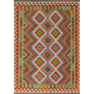 Reversible Multi-Color Kilim Oriental Rug Flatweave Wool Carpet - 4'2"x ...
