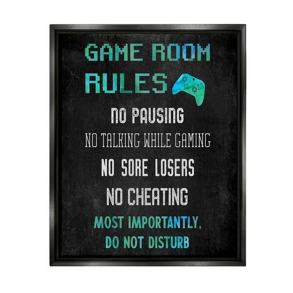 Stupell Vintage Game Room Rules Framed Floater Canvas Wall Art Design ...