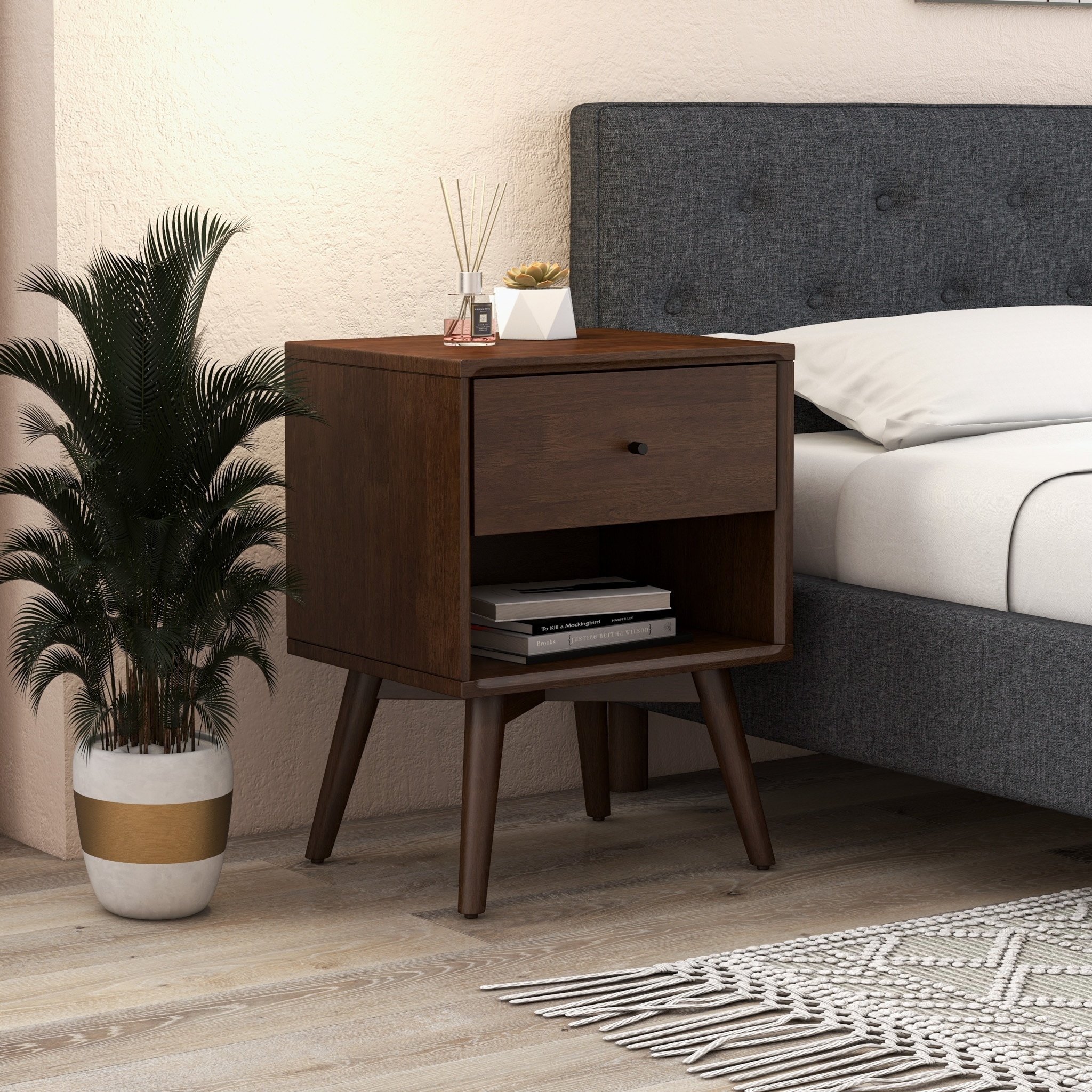 walnut bedside table