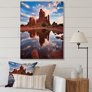 Designart "Tall Rocks Sculpted By The Time Beach Reflection" Beach ...